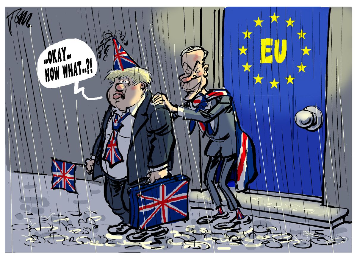 Political Cartoon World Boris Johnson Nigel Farage Brexit UK leaving ...