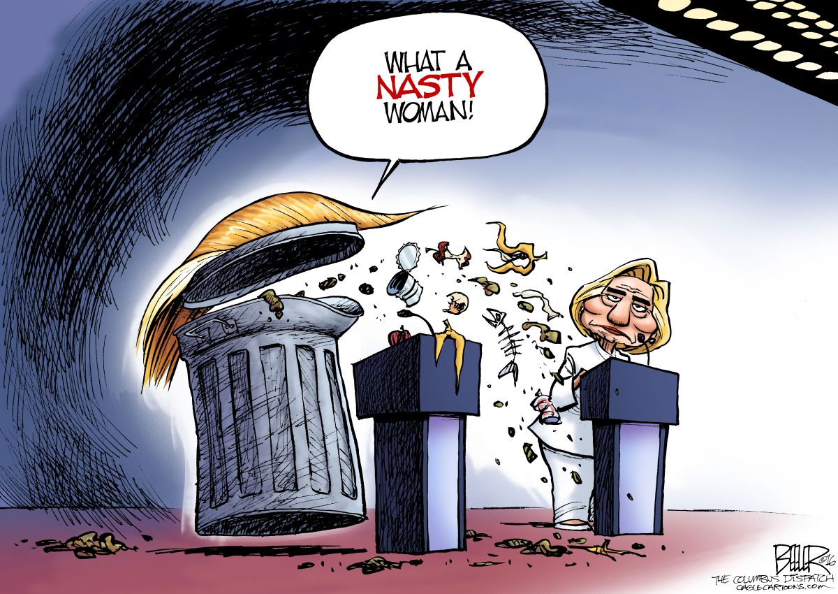 Political cartoon U.S. presidential debate nasty women comment | The Week