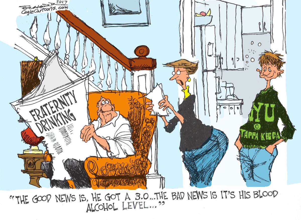 Editorial cartoon U.S. college fraternity drinking | The Week
