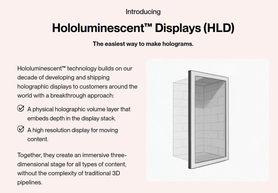 Looking Glass demos Hololuminescent Display monitors — sizes range from ...