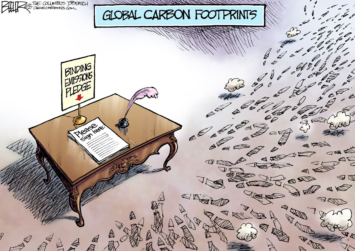 Editorial cartoon World Environment Carbon Footprints Pledge | The Week