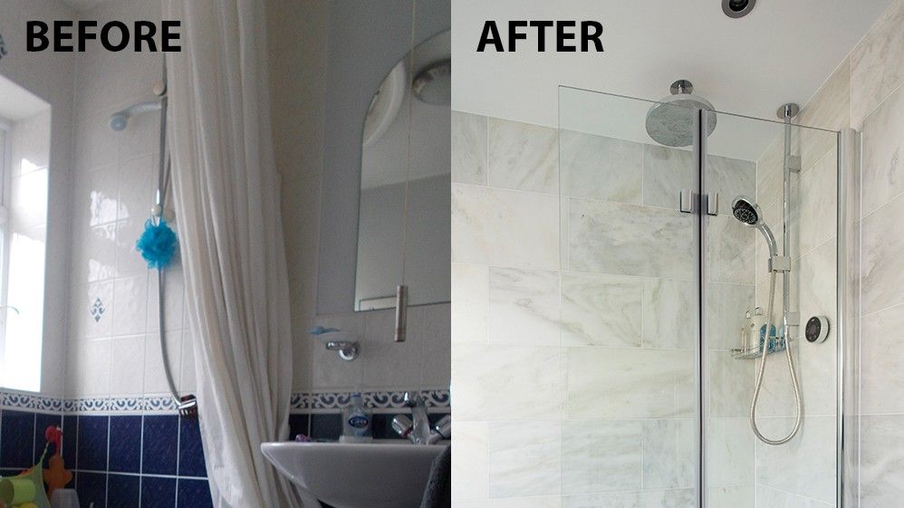 Before and after: from cramped and dingy to an Italian marble bathroom ...
