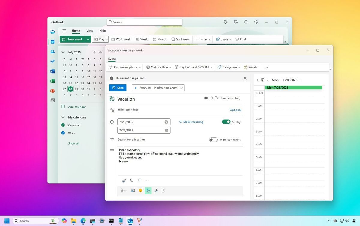 How to create an Outlook 'Out of Office' calendar entry | Windows Central