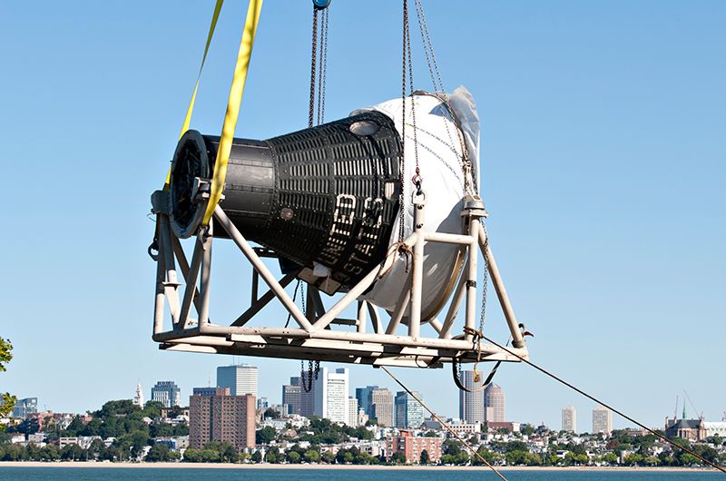First US Manned Spacecraft Lands at JFK Library in Boston | Space