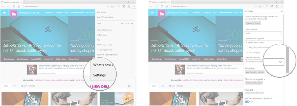 How to customize launch and tab options in Edge for Windows 10 ...