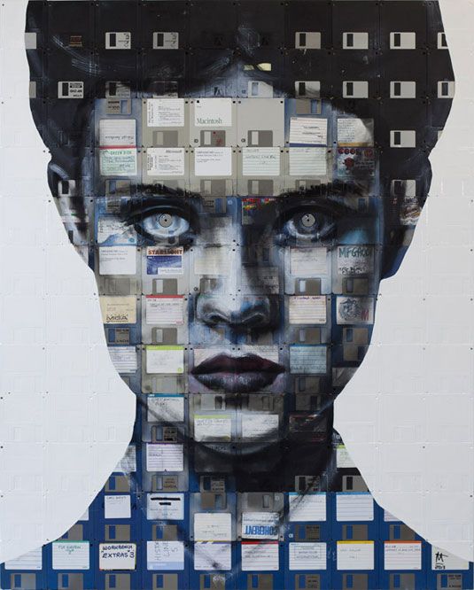 Floppy disks used as canvas for amazing futuristic paintings | Creative ...