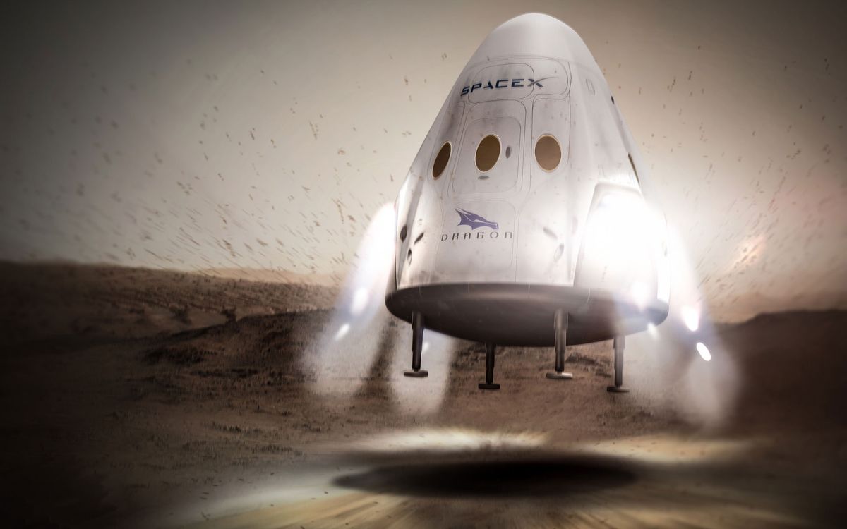 SpaceX's Dragon Landing on Mars Wallpaper | Space