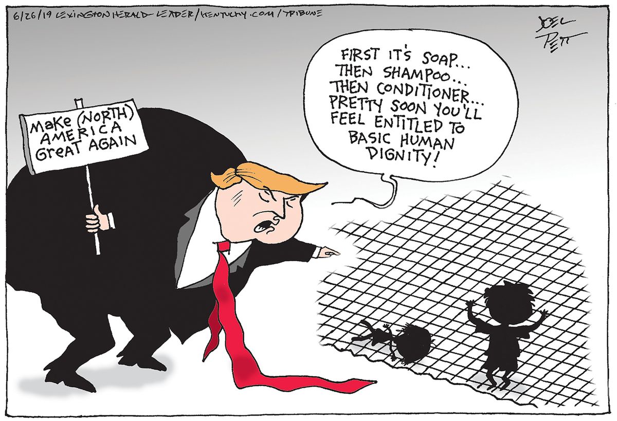 Political Cartoon U.S. Trump Basic Human Dignity Migrant Children Soap ...