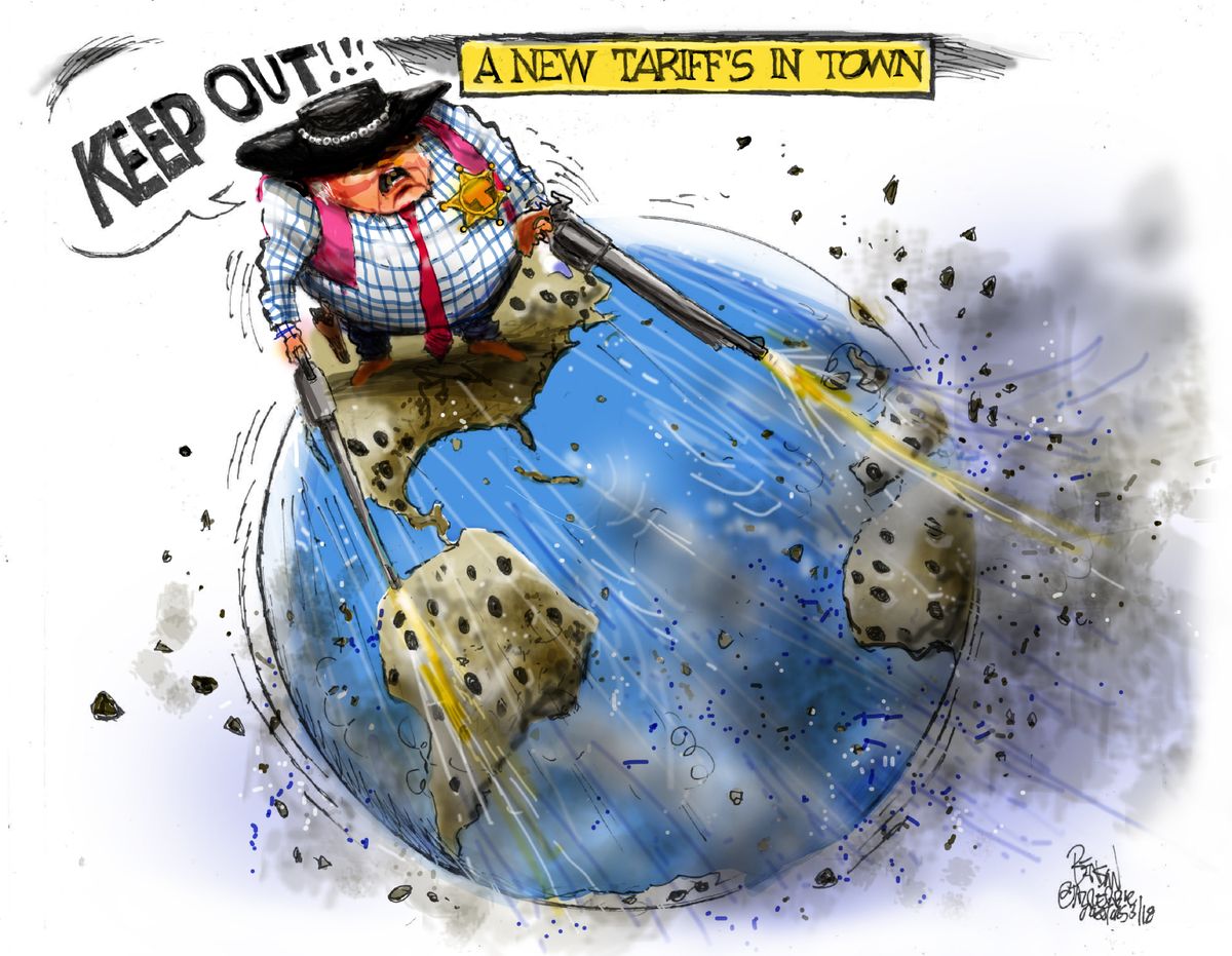 Political cartoon U.S. Trump trade war tariffs | The Week