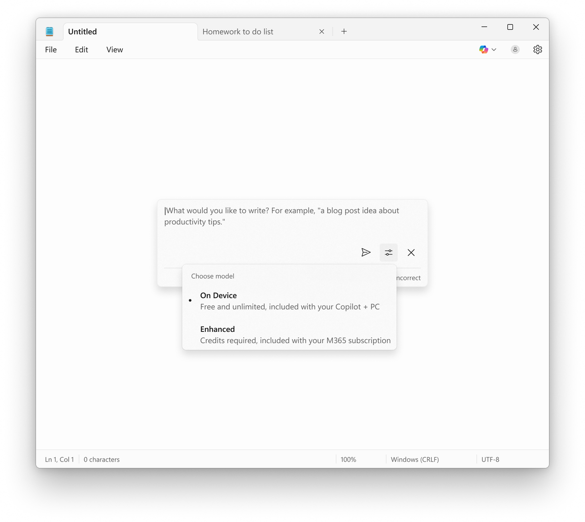 Windows 11 Notepad now supports on-device AI models for text | Windows ...