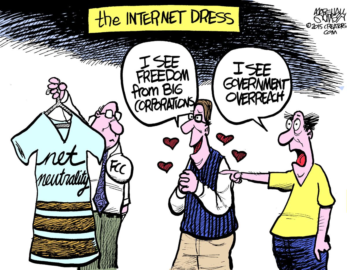Political cartoon U.S. Net Neutrality Dress | The Week