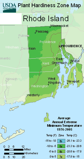 Map Of USDA Rhode Island Hardiness Planting Zone Areas | Gardening Know How