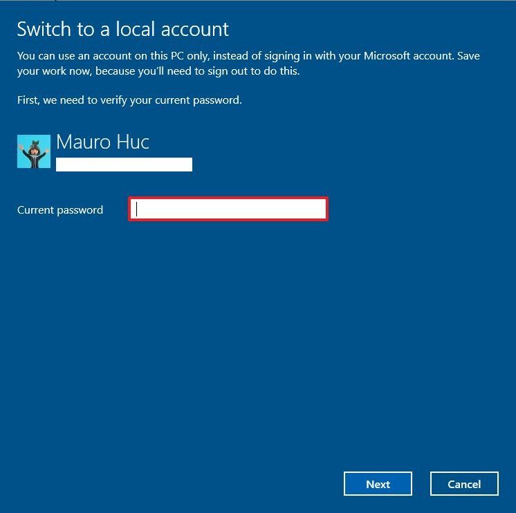 How to switch to a local account from a Microsoft account on Windows 10 ...