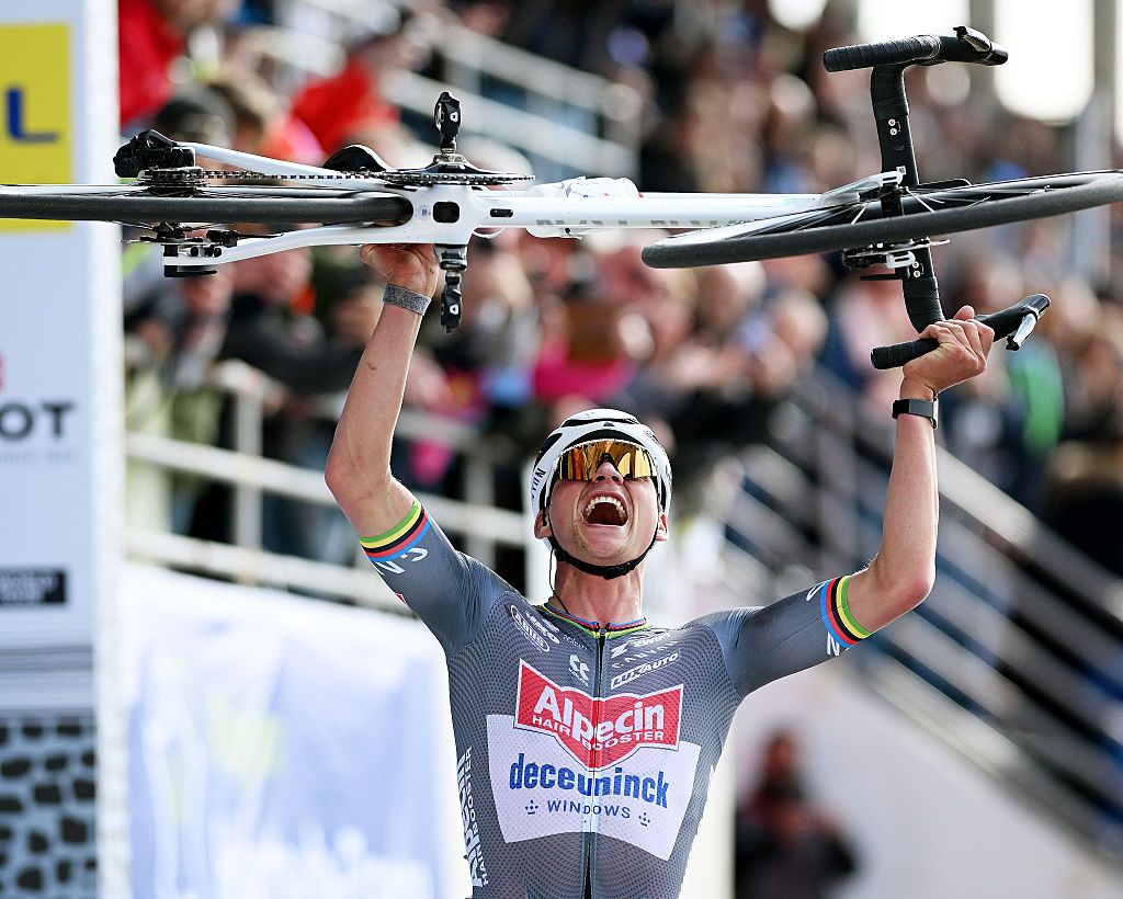 Paris-Roubaix: Mathieu van der Poel powers to third win in a row as ...