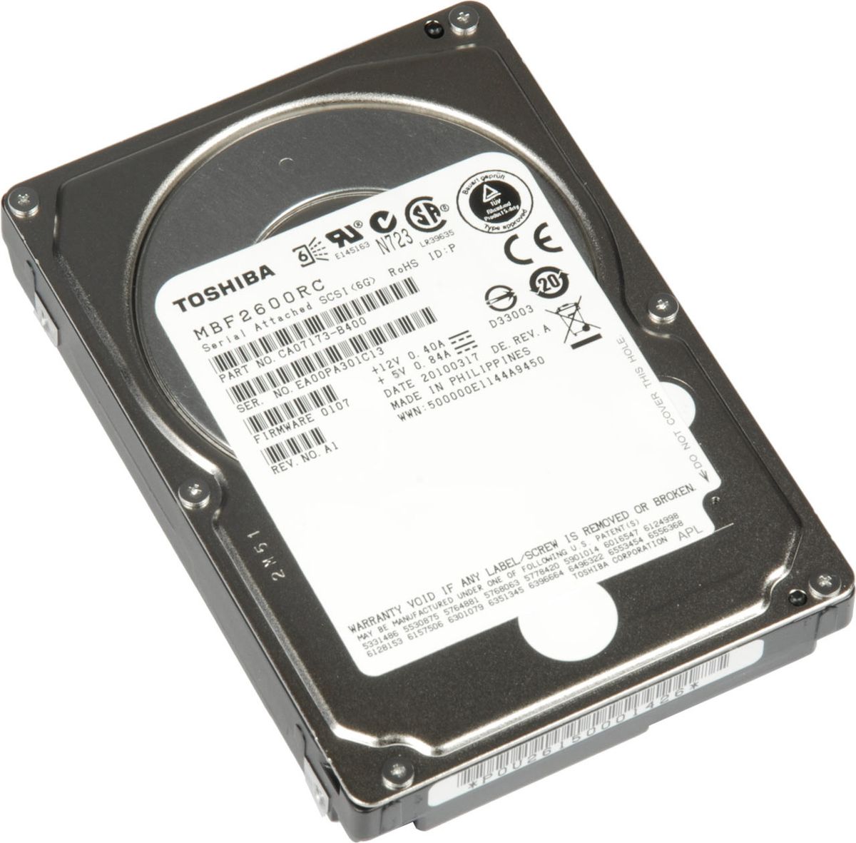 Toshiba MBF2600RC (600 GB) - Enterprise Storage: Two 2.5" 600 GB Hard ...