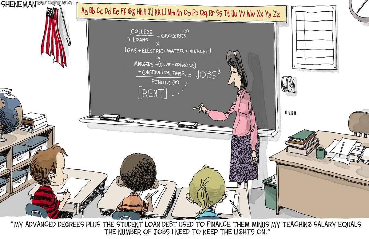 Political cartoon U.S. teacher salaries jobs | The Week