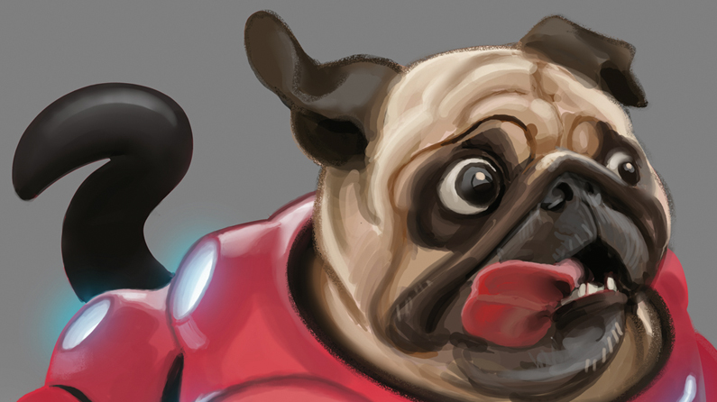 Draw a pug wearing futuristic armour | Creative Bloq