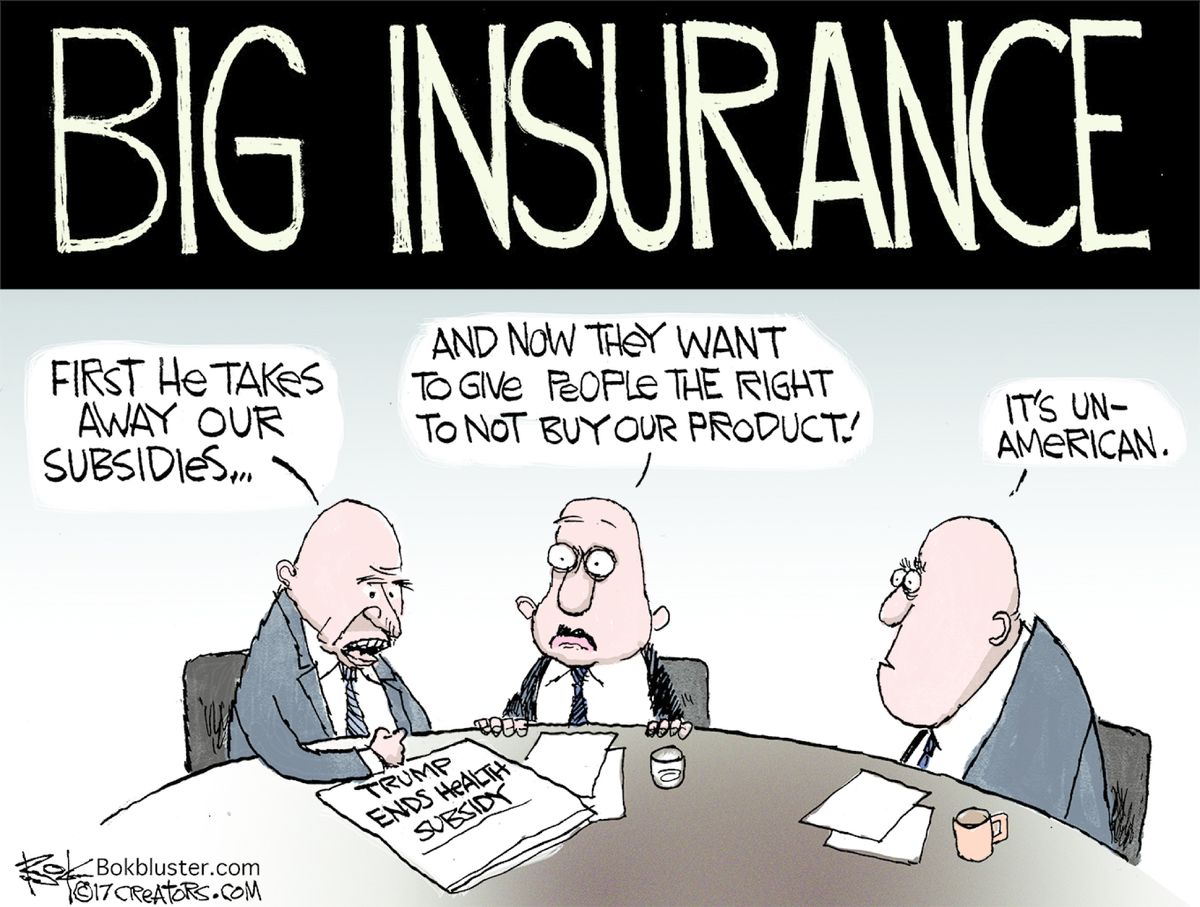 Political cartoon U.S. Trump health care insurance subsidy | The Week