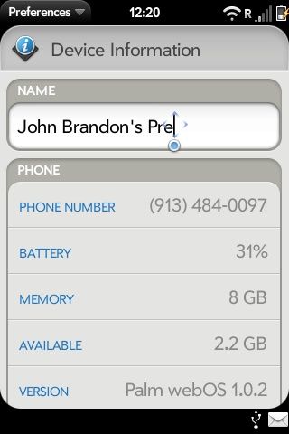 Configuring settings - In pictures: Every Palm Pre screen reviewed ...