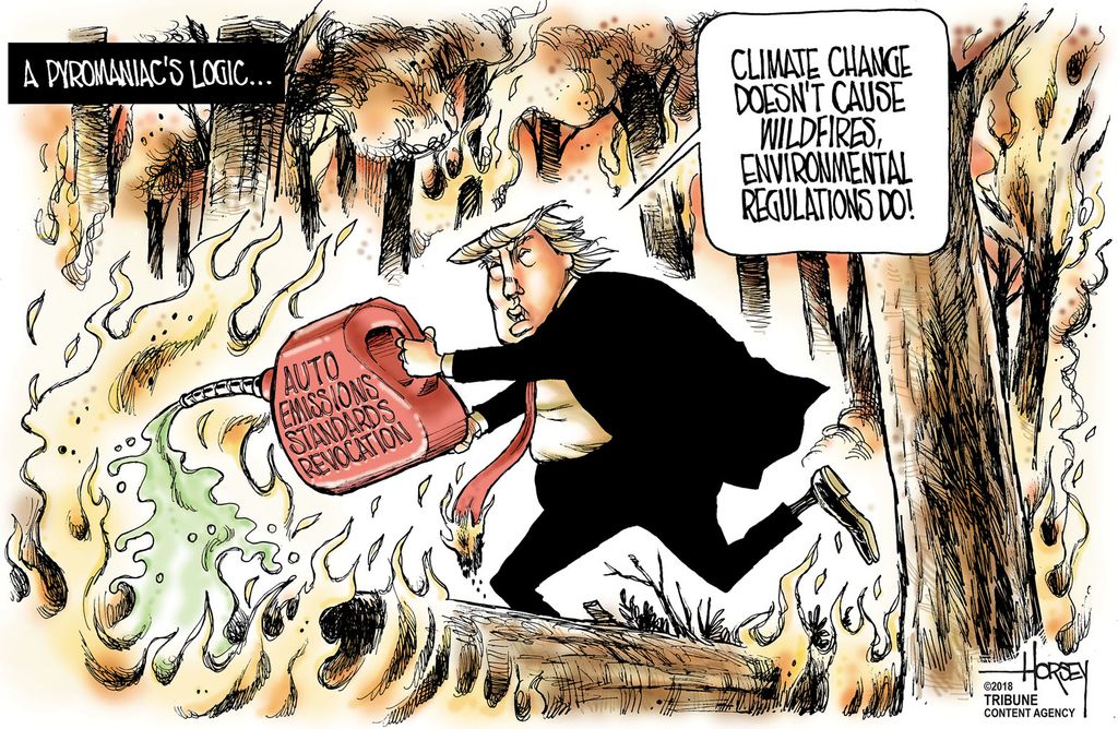 Political cartoon U.S. California wildfires Trump climate change auto ...