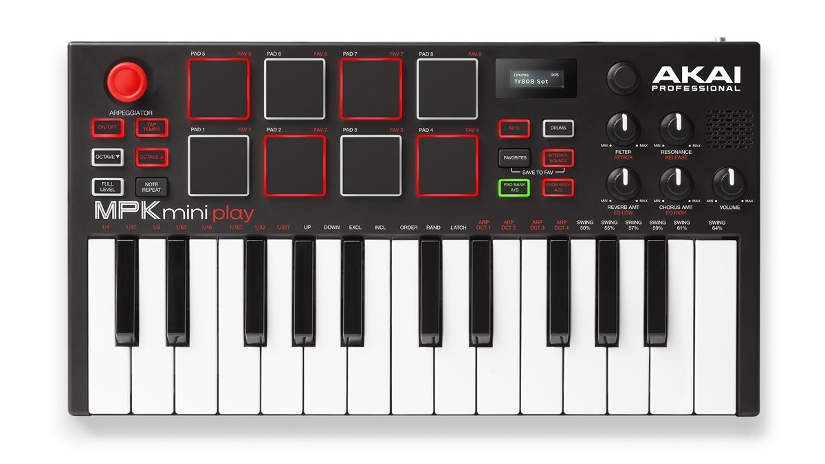 Akai Pro’s MPK Mini Play is a compact MIDI controller keyboard with its ...