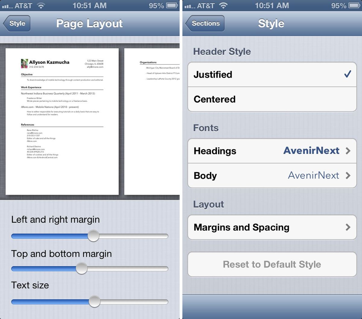 Resume Designer for iPhone and iPad review: Create good looking resumes ...