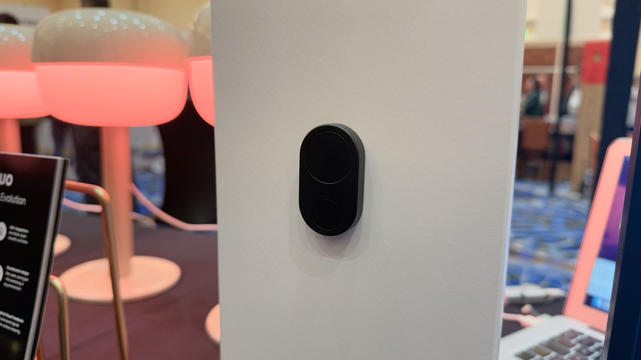 This smart-home control button might look like a simple wall switch ...