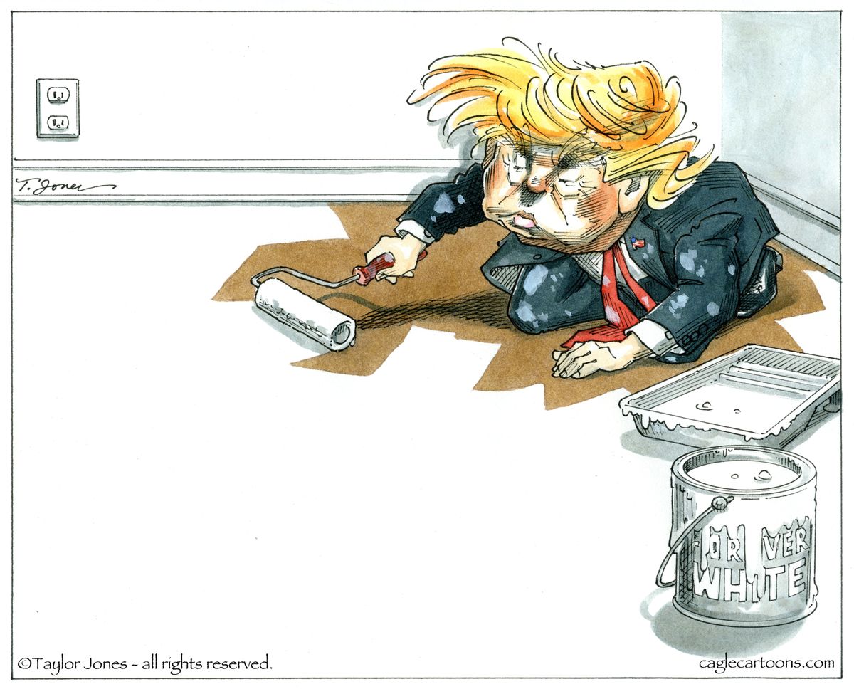 Political cartoon U.S. Trump white supremacy Charlottesville many sides ...