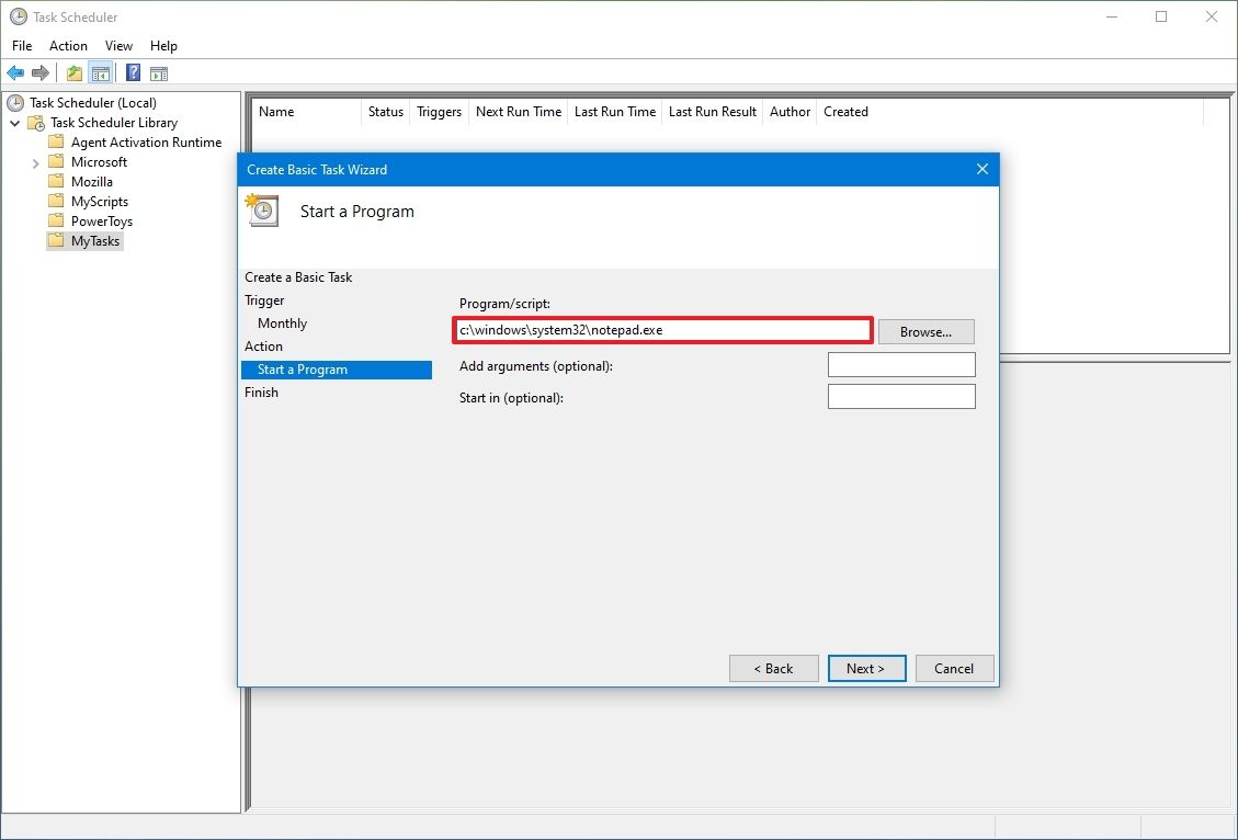How to create an automated task using Task Scheduler on Windows 10 ...