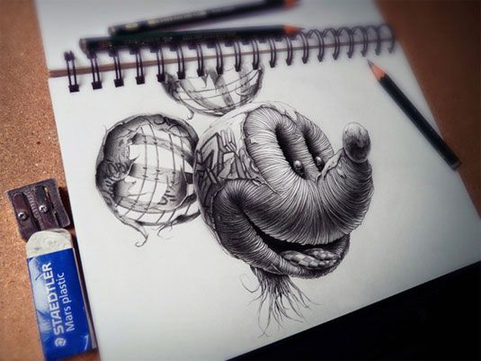 Classic toons get a creepy graphite makeover | Creative Bloq