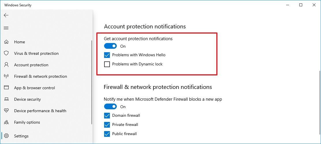 How to manage notifications for Windows Security features on Windows 10 ...