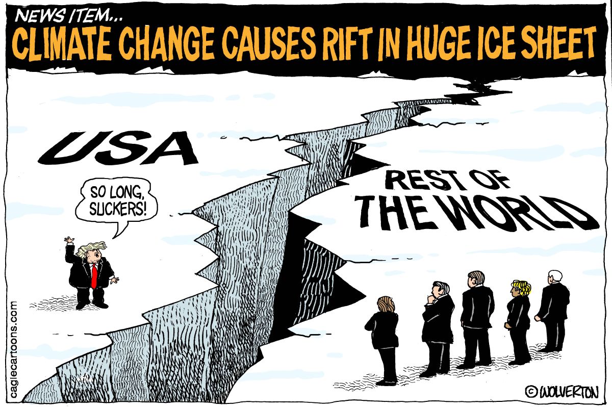Political cartoon U.S. Trump Paris Agreement climate change America ...