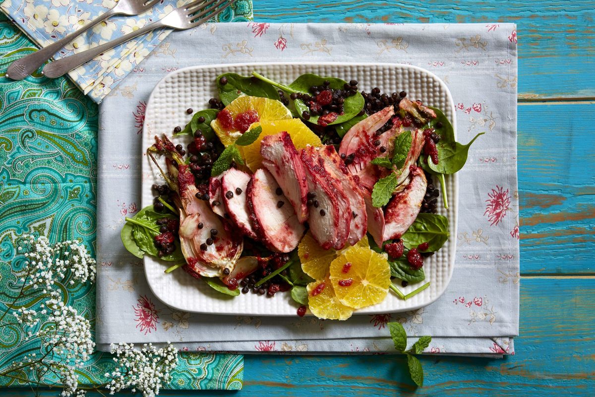 Beetroot chicken salad with fennel, orange and lentils Recipes | GoodtoKnow