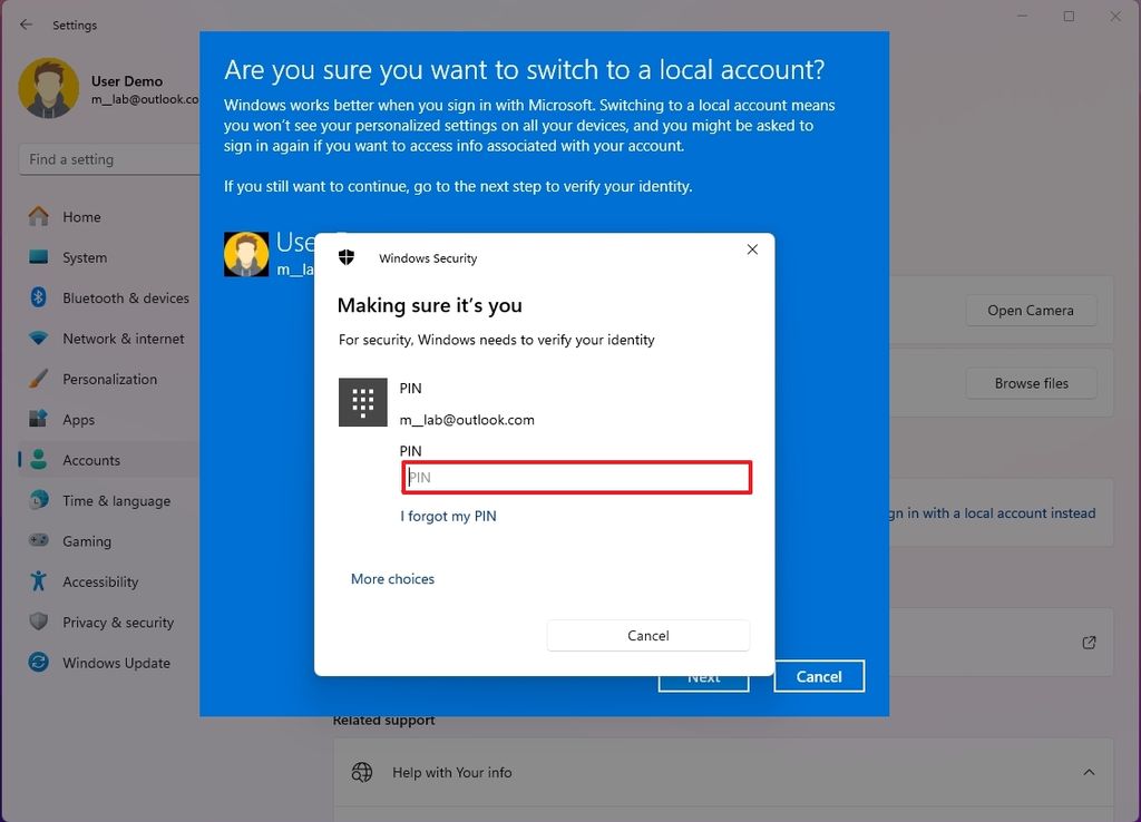 How to switch to a local account from a Microsoft account on Windows 10 ...