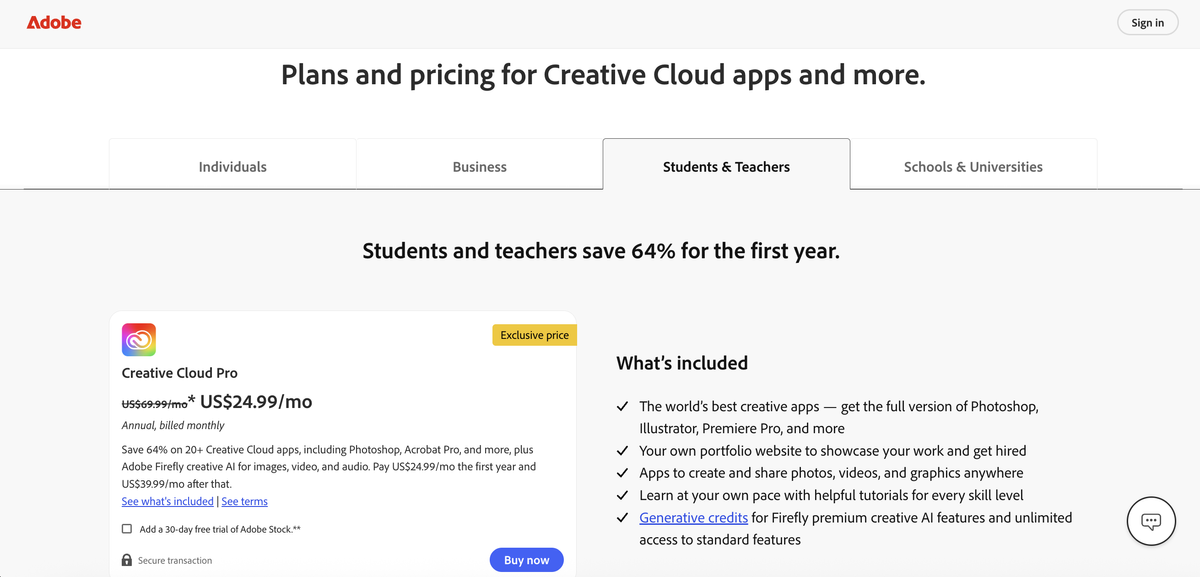 Adobe student discount: save 64% or more on a Creative Cloud Pro ...