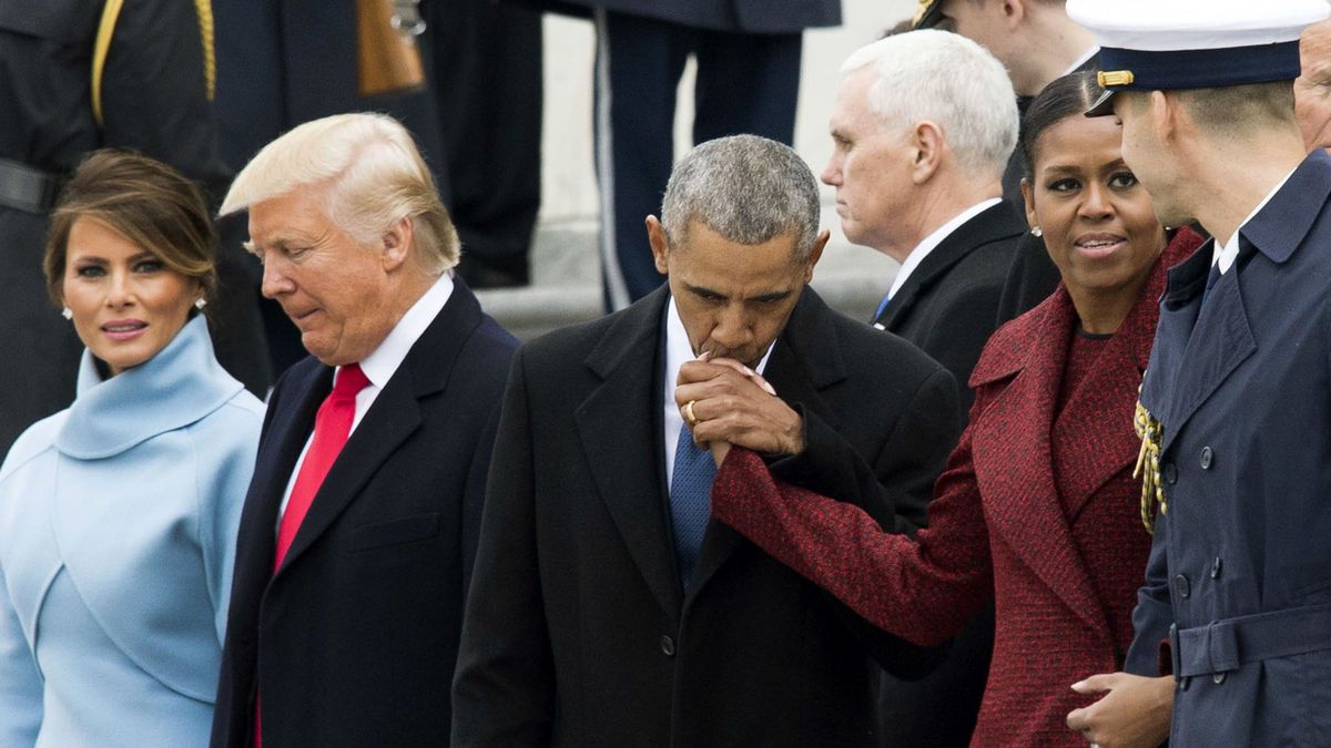Watch Barack and Michelle Obama's Sweet Hand Kiss at Donald Trump's ...