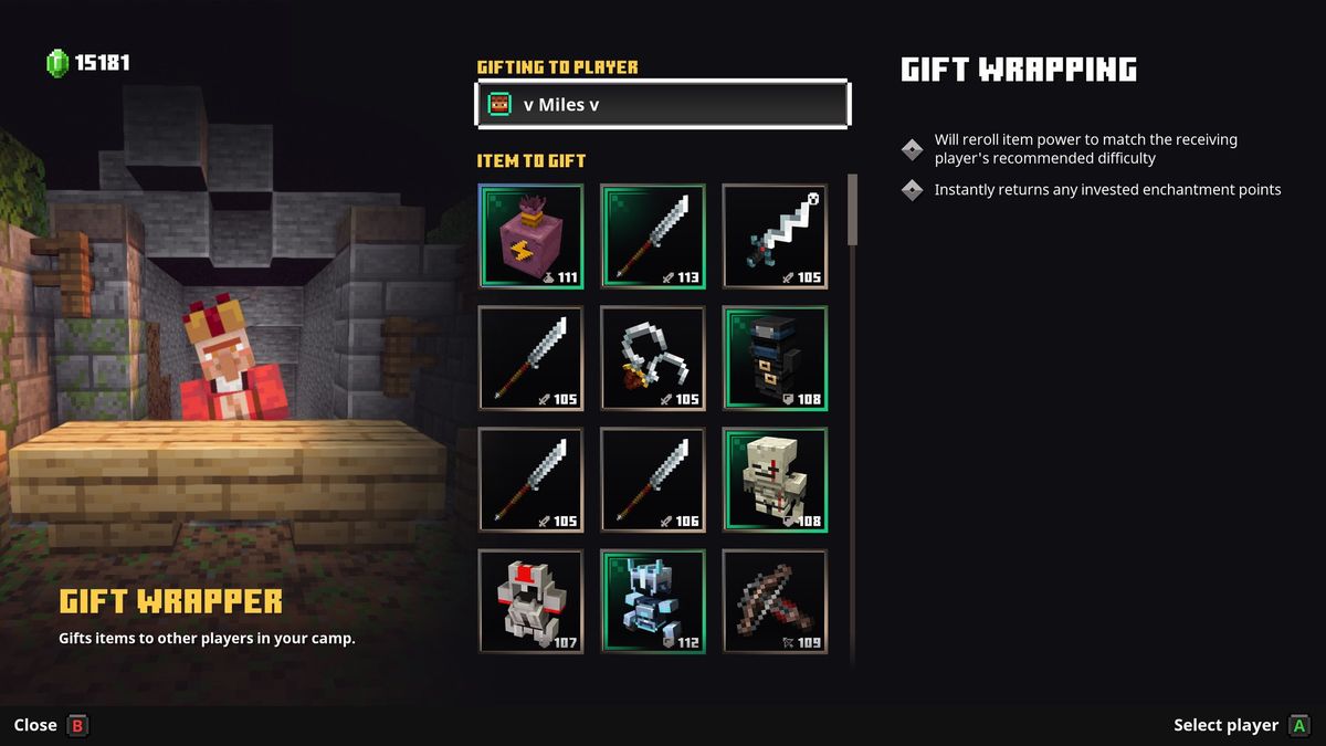 Minecraft Dungeons guide: How to use the new Gift Wrapper vendor ...