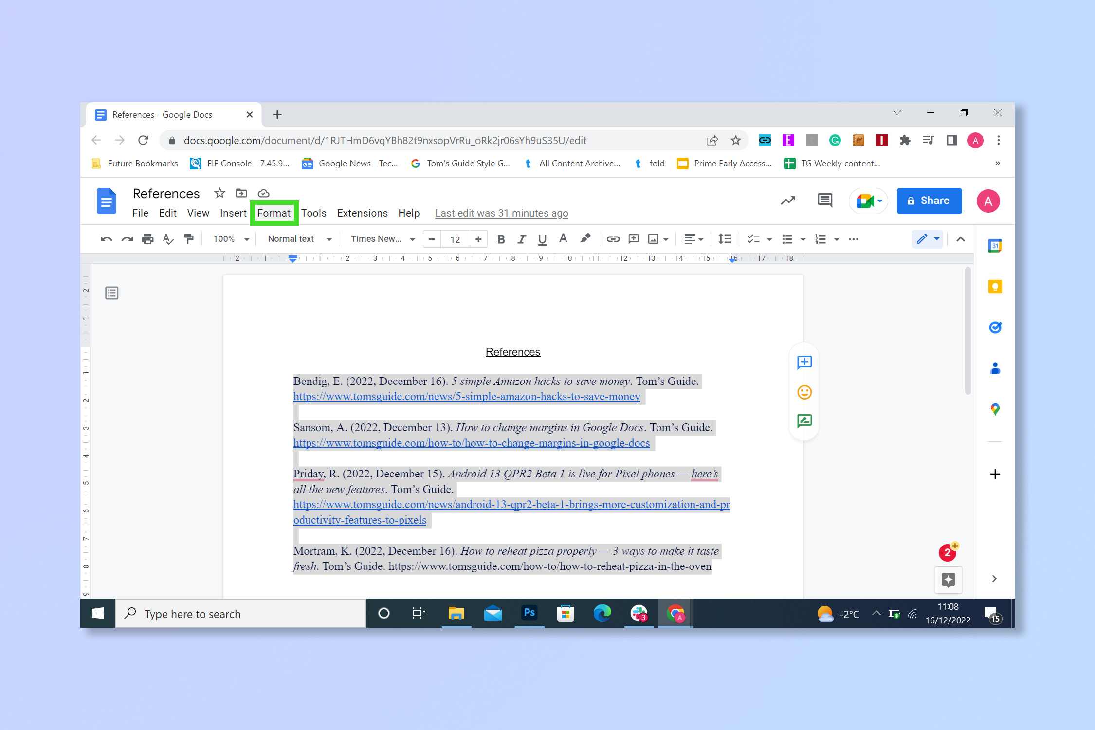 How To Do A Hanging Indent In Google Docs Tom s Guide