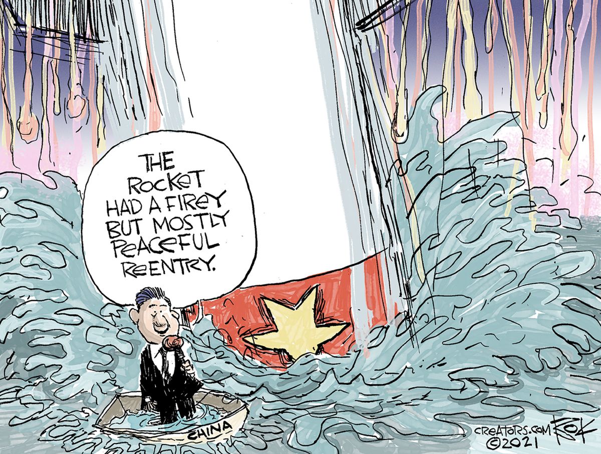 Editorial Cartoon World china xi jinping rocket debris | The Week