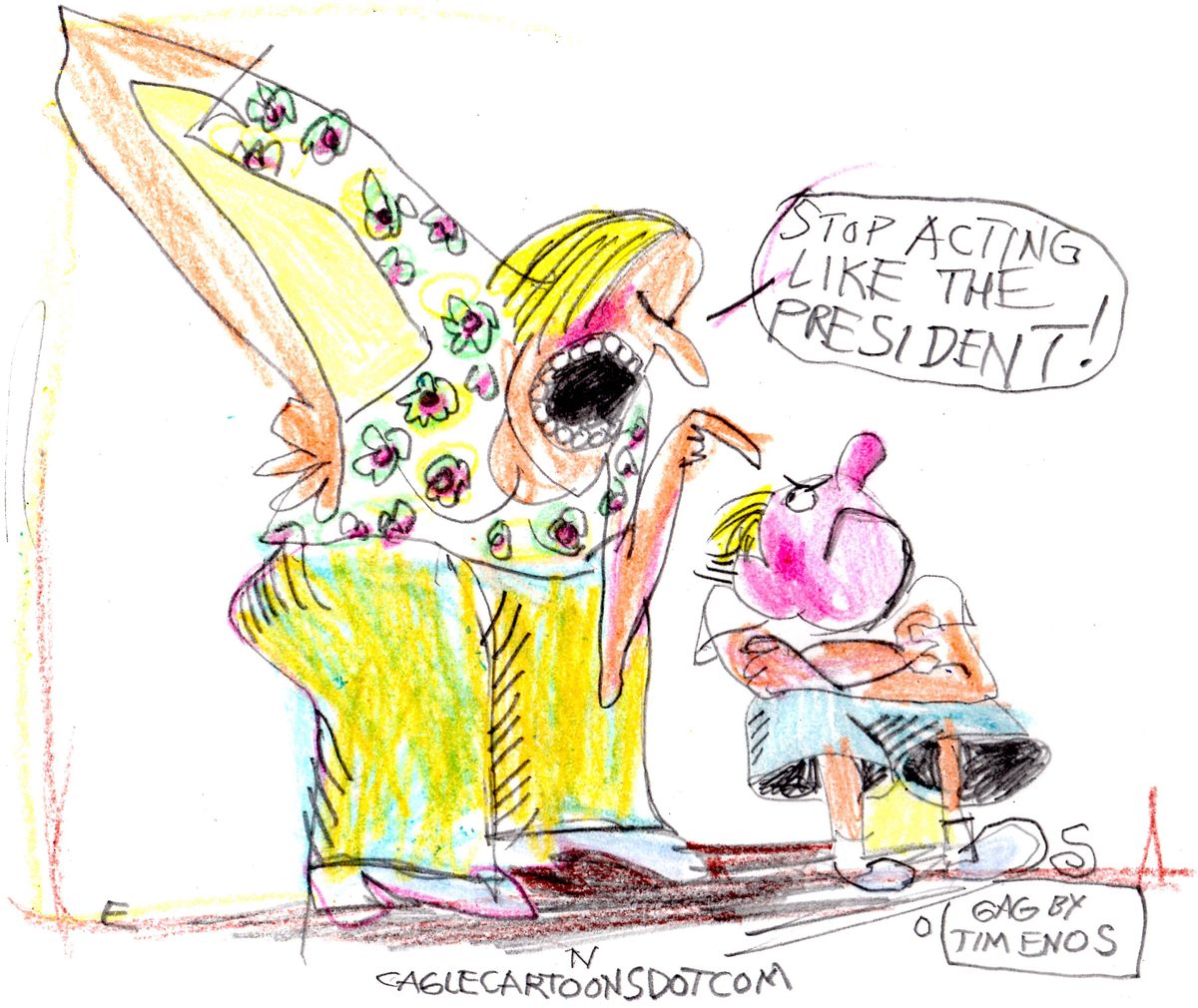 Political cartoon U.S. Trump baby president | The Week