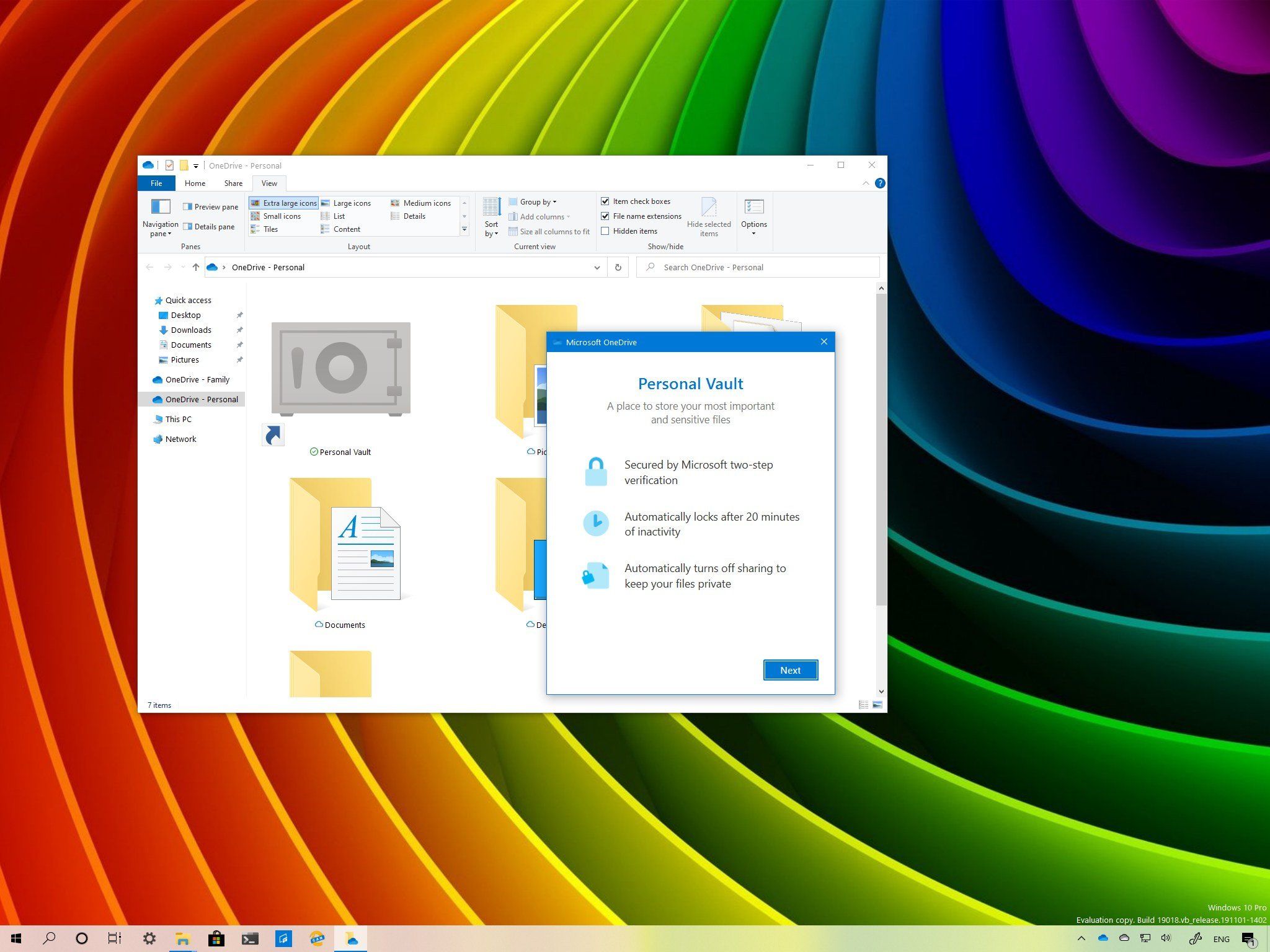 How to set up OneDrive Personal Vault storage on Windows 10 | Windows ...
