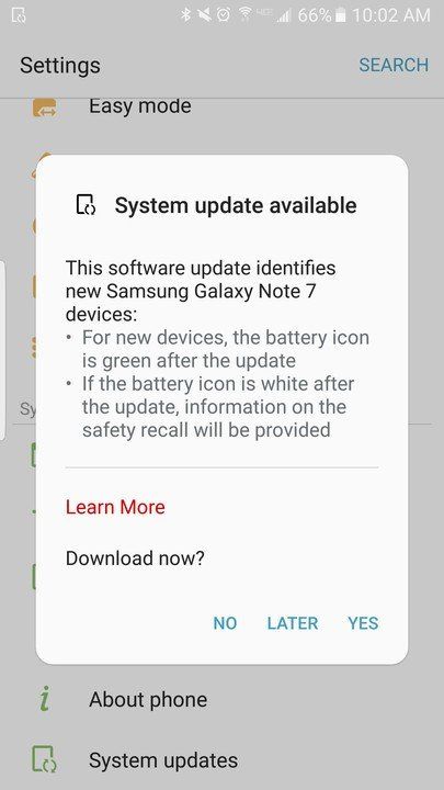 This is the safe Galaxy Note 7's new green battery icon | Android Central