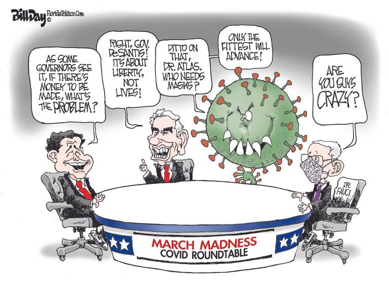 Political Cartoon U.S. covid fauci desantis atlas | The Week