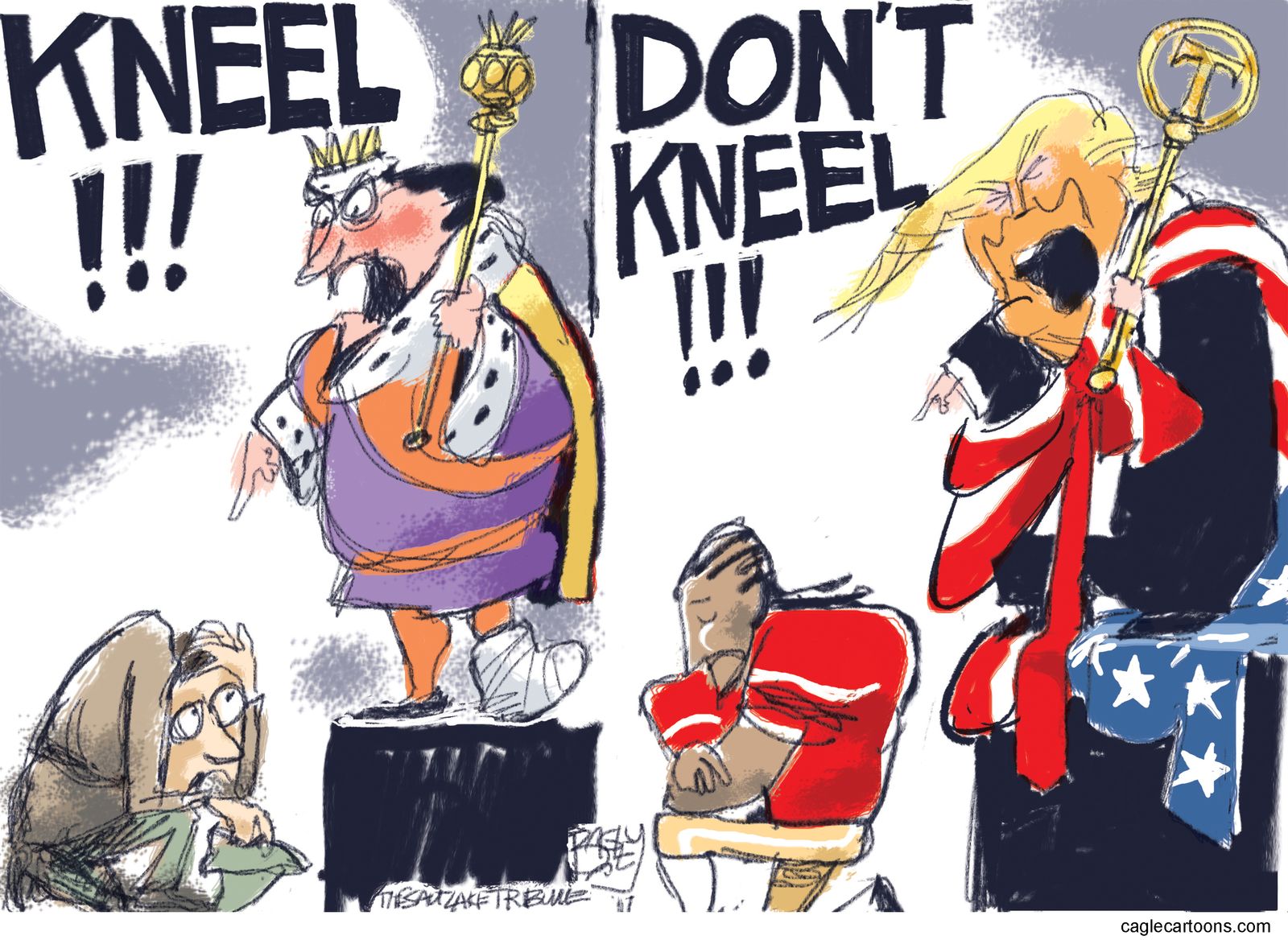 Political cartoon U.S. Trump NFL kneeling | The Week