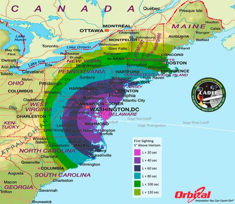 See NASA's LADEE Moon Probe Launch from Virginia (Visibility Maps) | Space