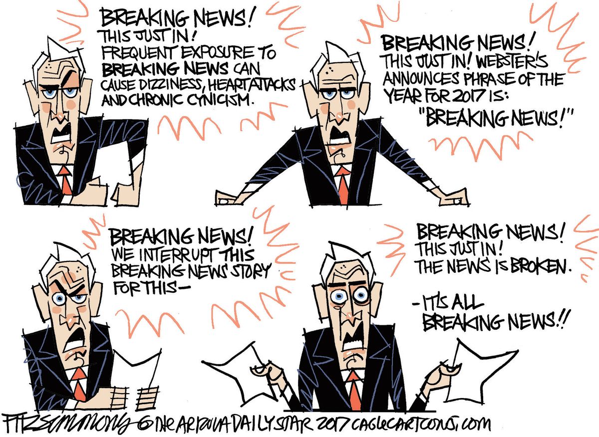 Editorial cartoon U.S. Media news cycle breaking news | The Week