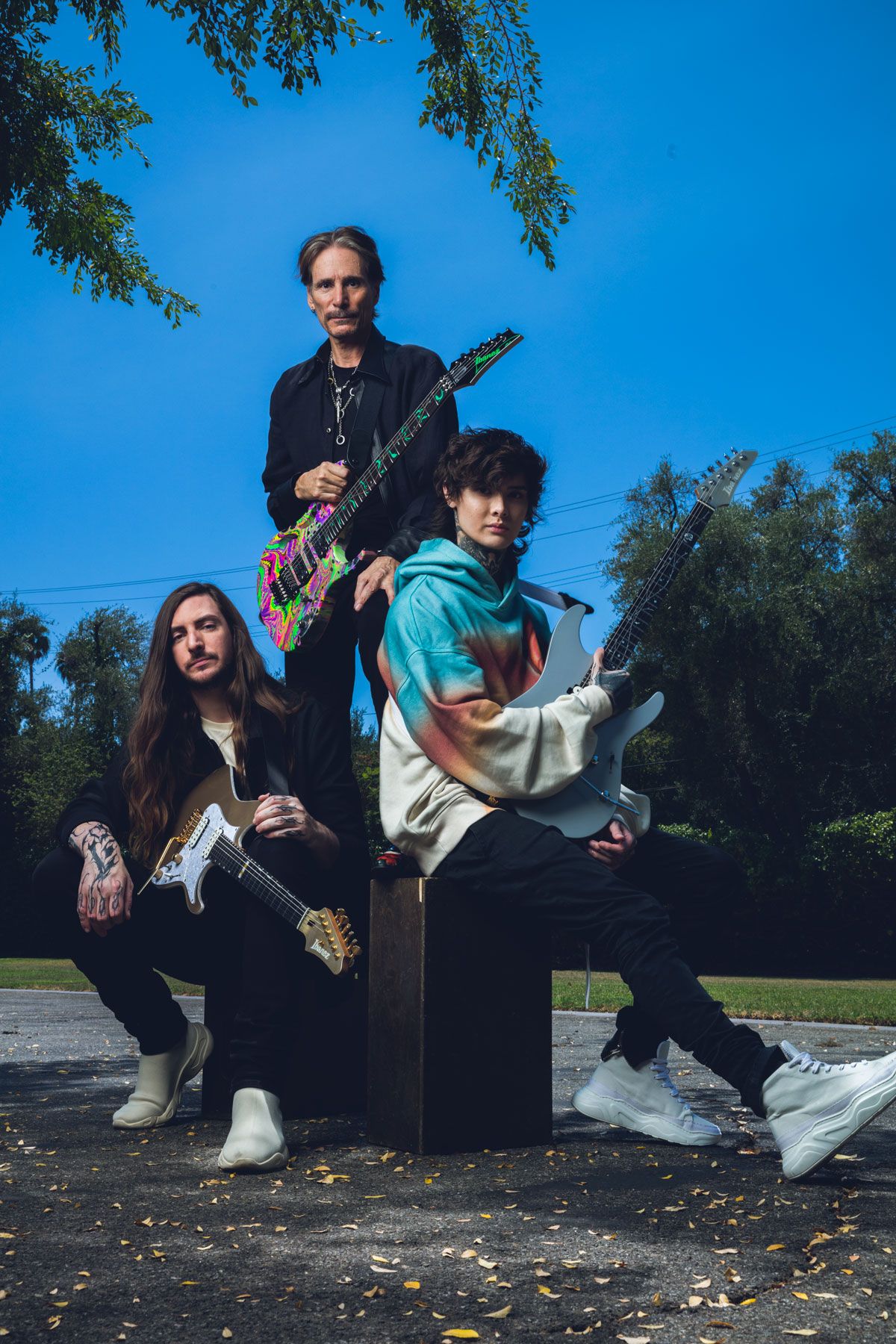 Polyphia’s Tim Henson and Scott LePage sit down with Steve Vai to discuss their epic ...
