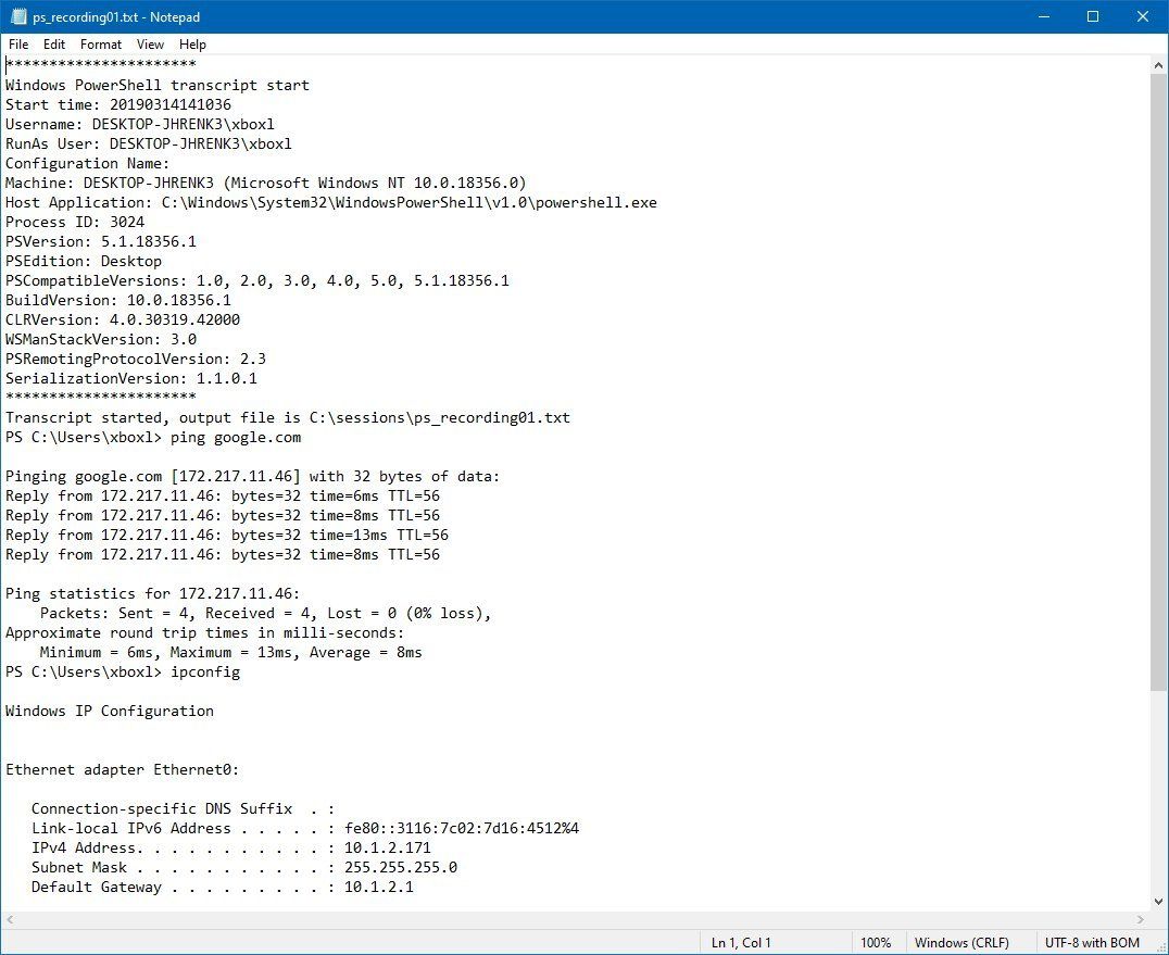 How To Record A Powershell Command Session On Windows 10 Windows Central