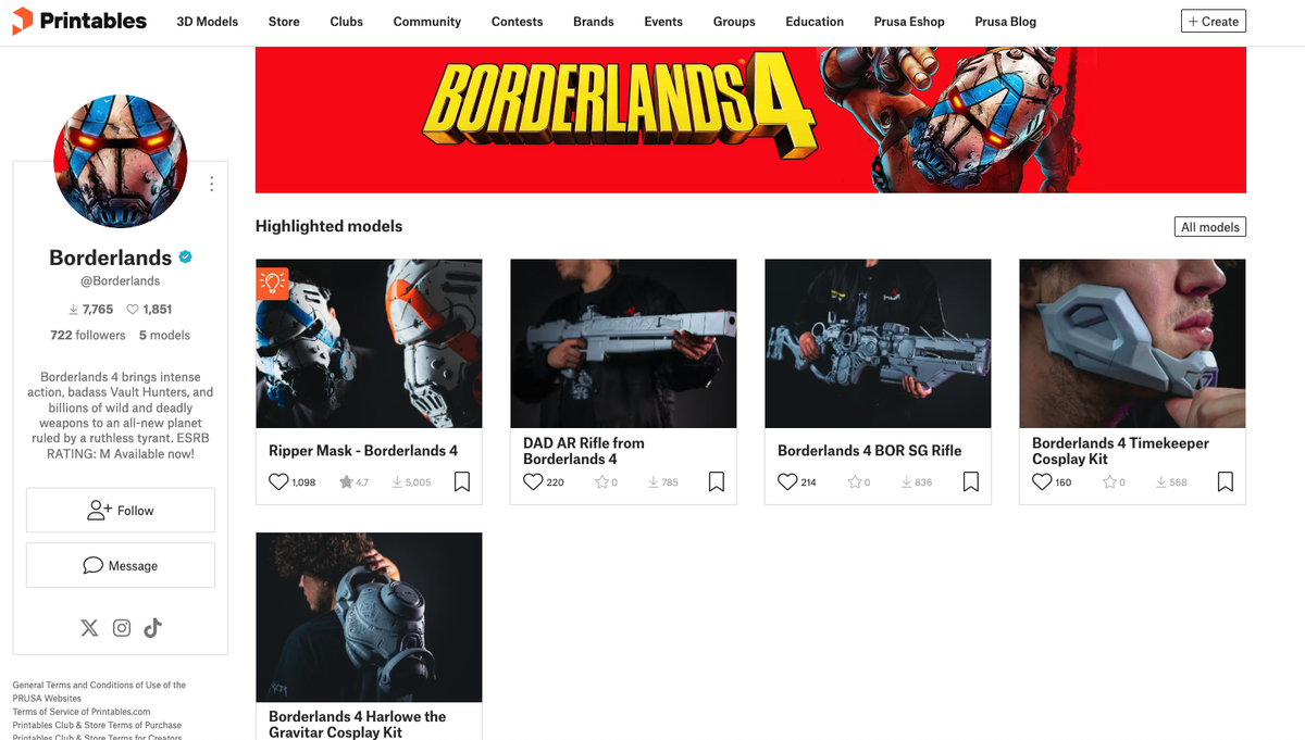 Borderland sets a new precedent in launching free official 3D print ...