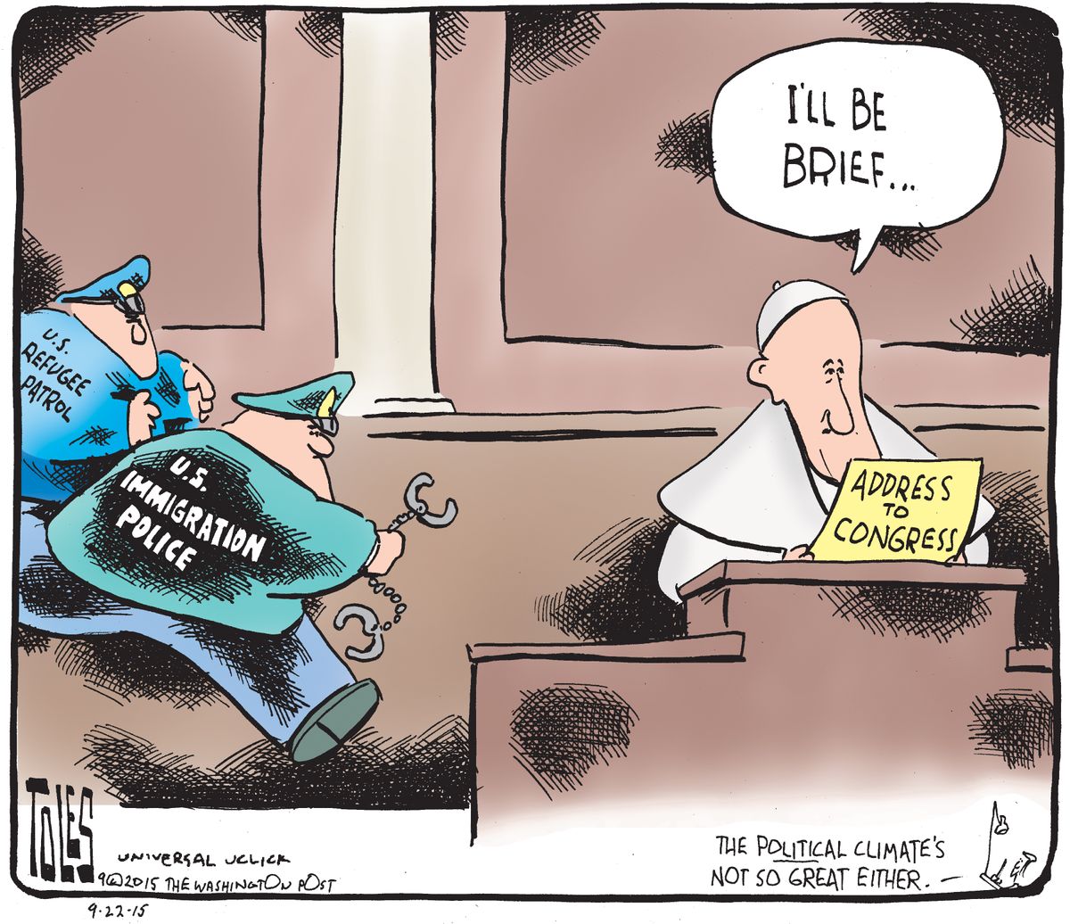 Editorial cartoon Religion Pope Immigration | The Week